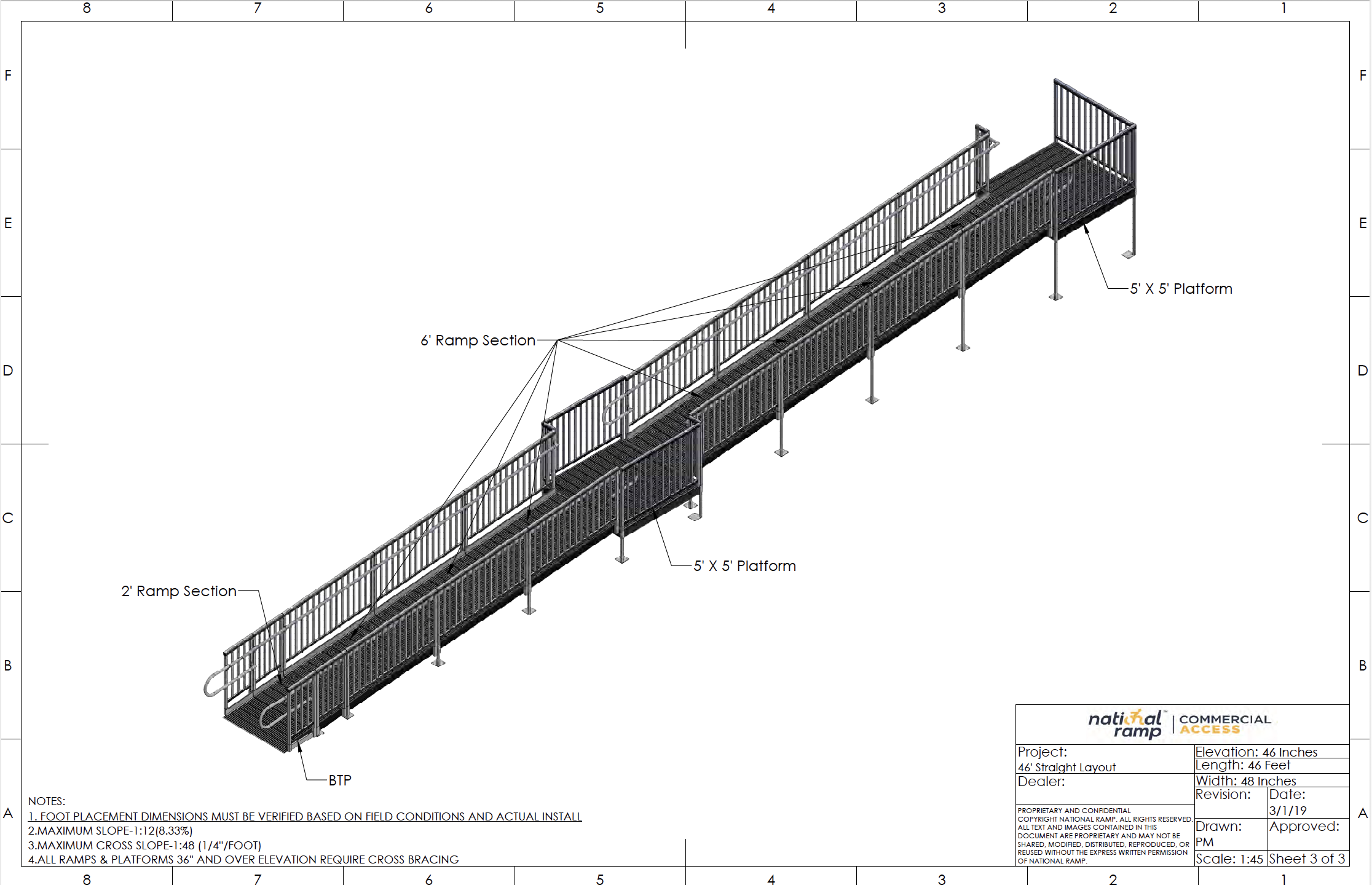 46′ Straight Ramp Layout | Resources | Commercial Access | Wheelchair ...